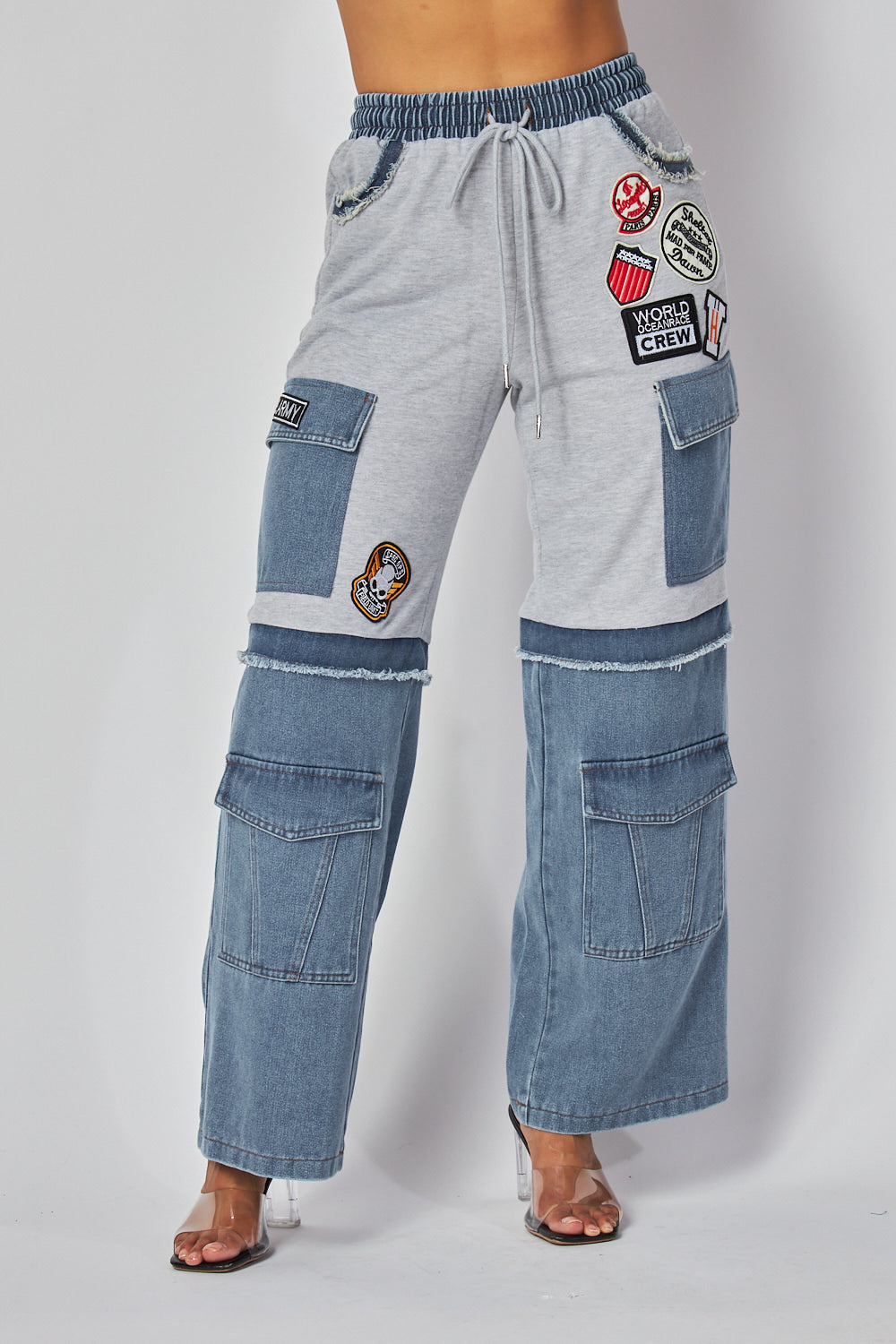 Helena Contrast Multi Patch Denim Jean Pants – Hot & Delicious