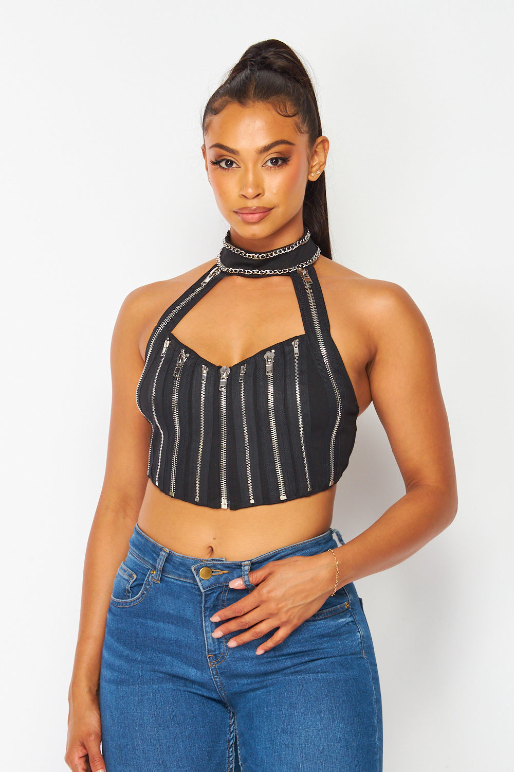 Zip Me Up Multi Zipper Halter Crop Top – Hot & Delicious