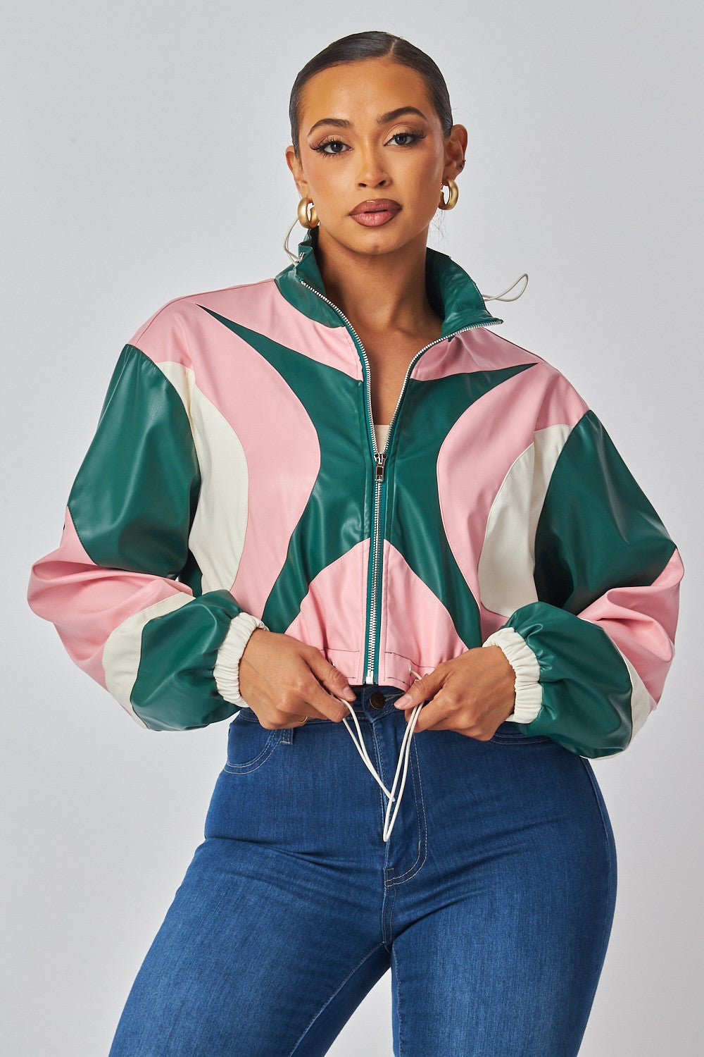 Lunara Color Block Leather Jacket – Hot & Delicious